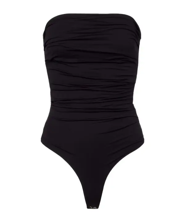 AGOLDE Pleated Open-back Bodysuit - Black