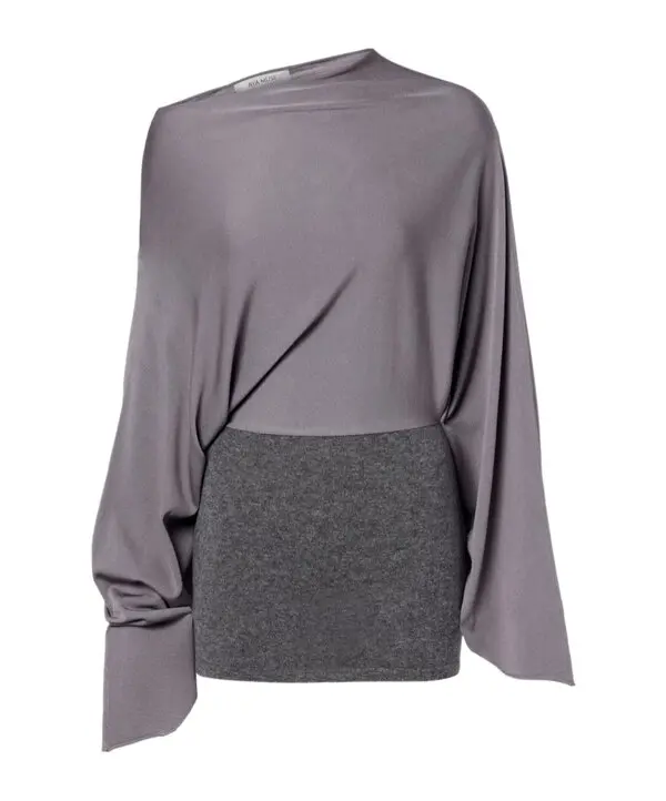 AYA MUSE One Shoulder Long Sleeve Dress - Grey