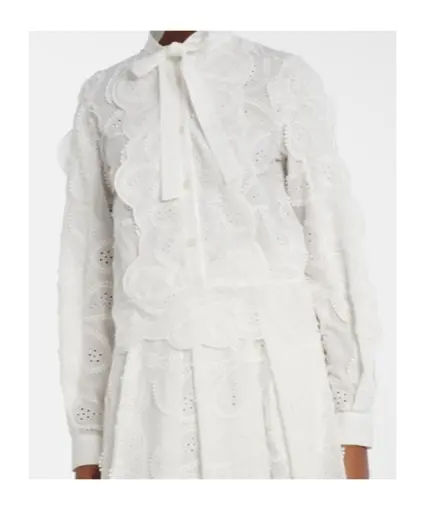 Elie Saab Embroidered Tie-neck Blouse