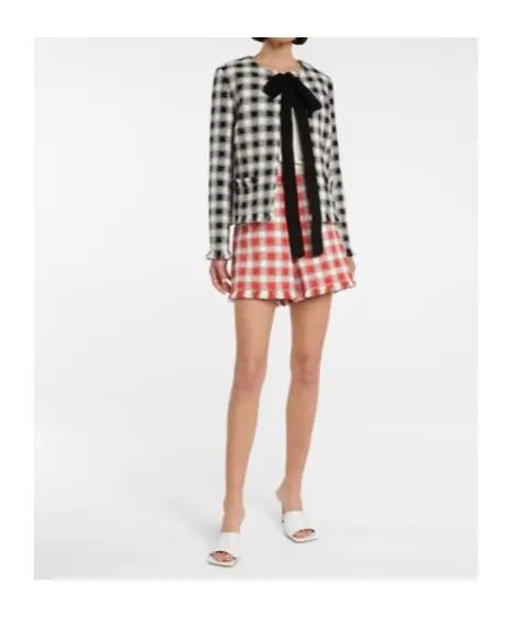 Oscar De La Renta Checked Wool-blend Shorts