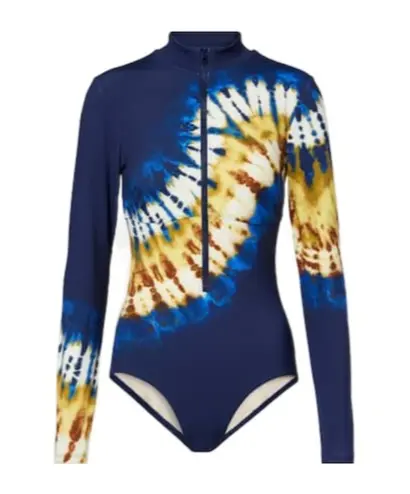 ALEMAIS Martine Draped Printed Swimsuit - Blue