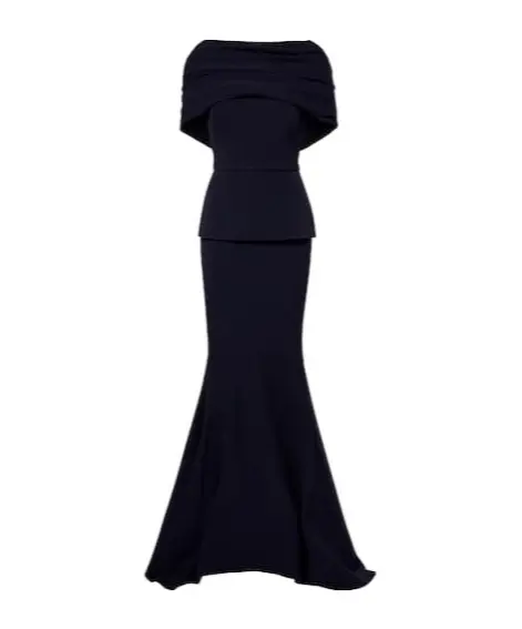 SAFIYAA LONDON Loura Off-shoulder Crêpe Gown