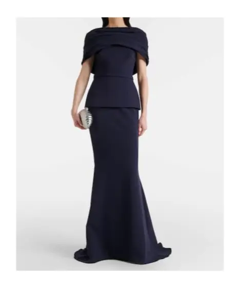 SAFIYAA LONDON Loura Off-shoulder Crêpe Gown