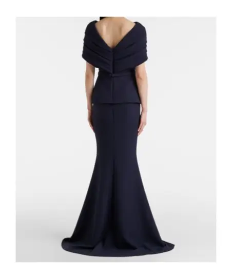 SAFIYAA LONDON Loura Off-shoulder Crêpe Gown