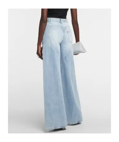 AREA Cutout Embellished High-rise Wide-leg Jeans