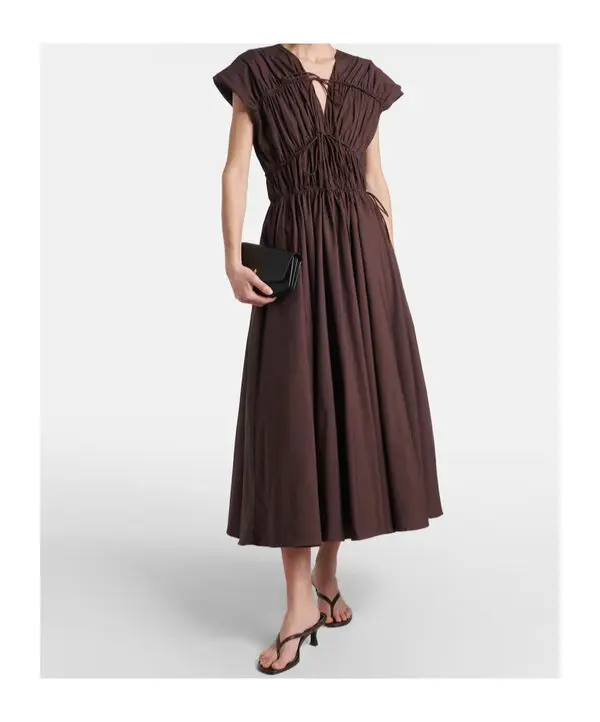 Tove Ceres Gathered Cotton Midi Dress