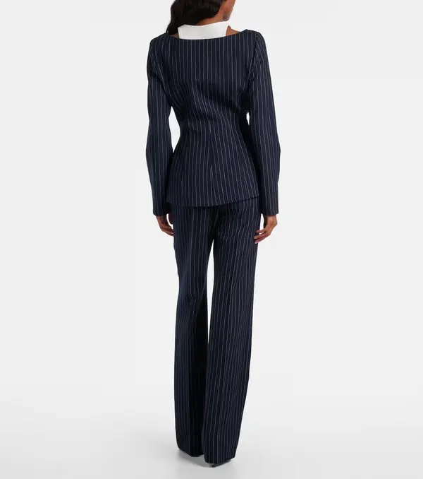 MUGLER Striped Long-sleeve Casual Jacket