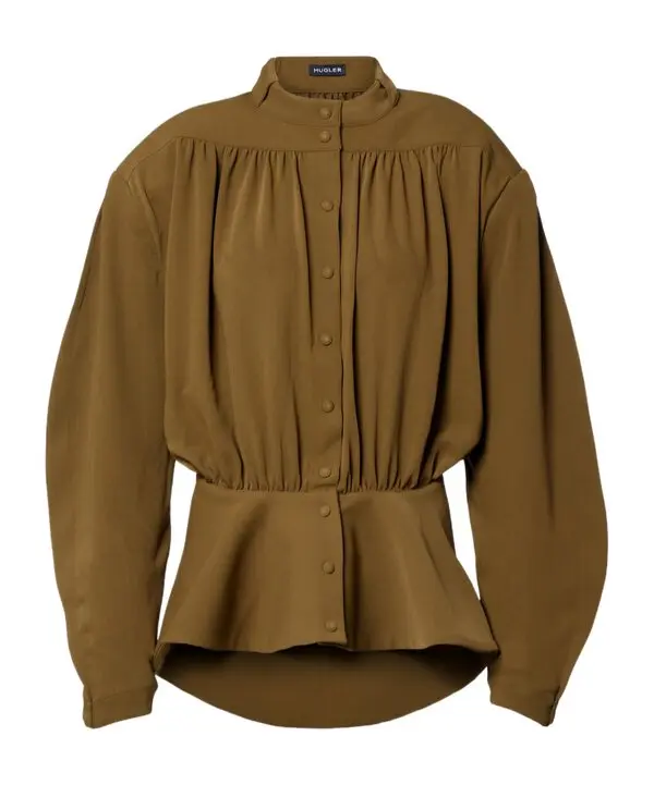 MUGLER Crepe Chevron Shirt - Brown