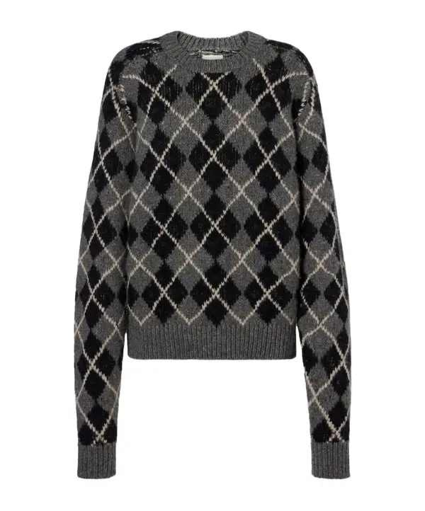 Khaite Pratt Argyle Cashmere Sweater - Black