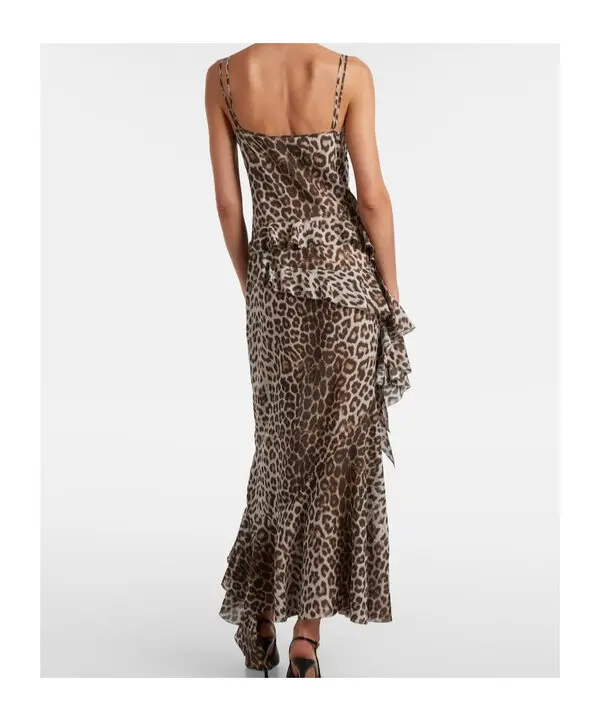 JACQUES WEI Leopard-print Draped Silk Maxi Dress - No