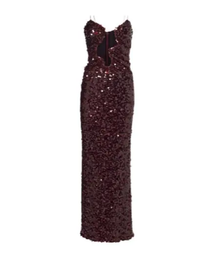 Christopher Esber Sequin Maxi Dress With Plunge Neckline And Cut-out Detail - Black