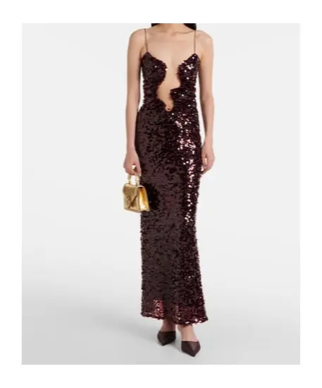 Christopher Esber Sequin Maxi Dress With Plunge Neckline And Cut-out Detail