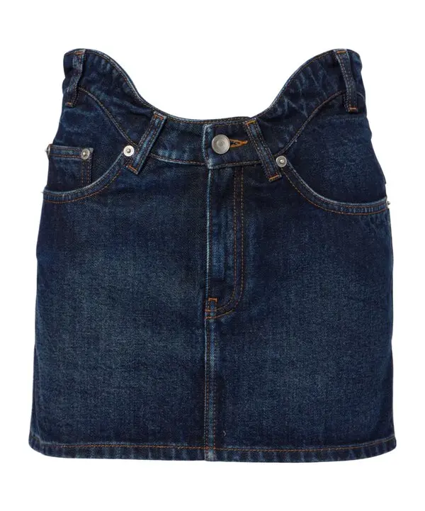 JEAN PAUL GAULTIER Curved Denim Miniskirt - Black