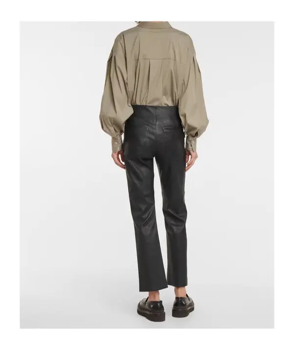 Brunello Cucinelli High-rise Leather Bootcut Pants