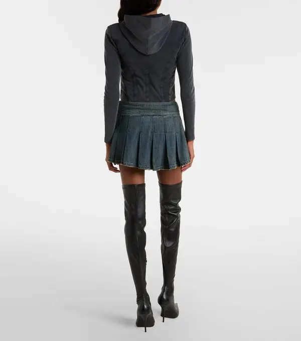 Balenciaga Pleated Denim Miniskirt