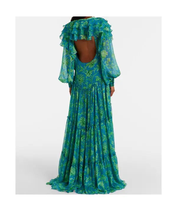 Etro Floral Ruffled Tiered Silk Chiffon Maxi Dress
