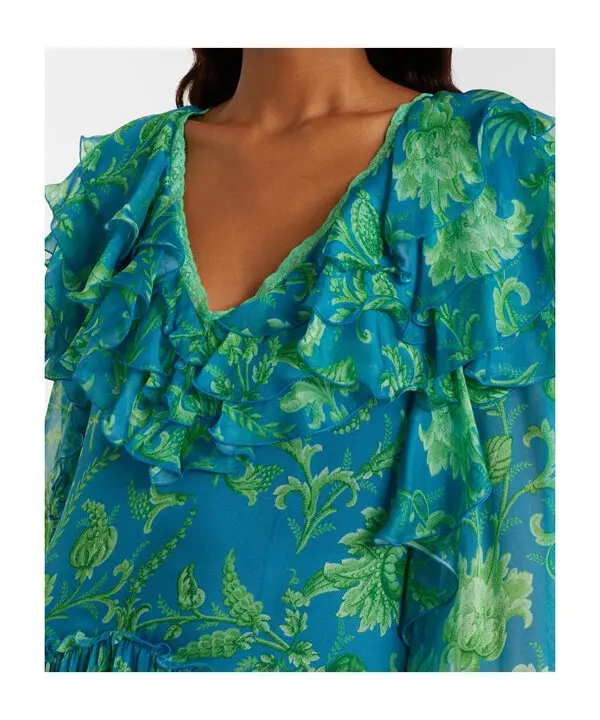 Etro Floral Ruffled Tiered Silk Chiffon Maxi Dress