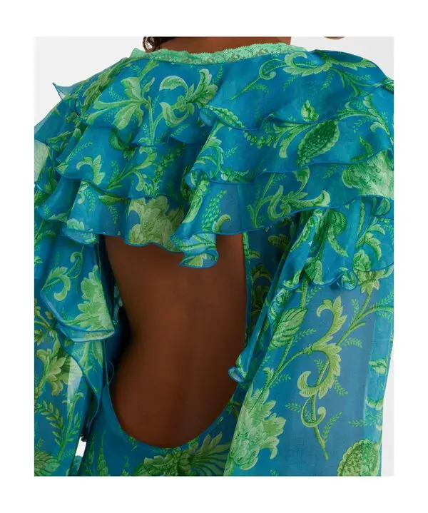 Etro Floral Ruffled Tiered Silk Chiffon Maxi Dress
