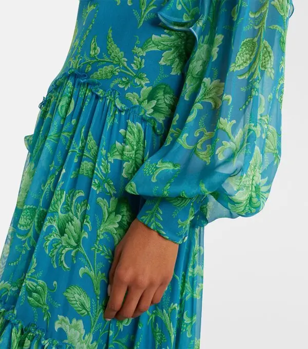 Etro Floral Ruffled Tiered Silk Chiffon Maxi Dress