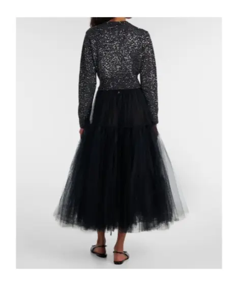 Erdem Belted Tulle Midi Skirt
