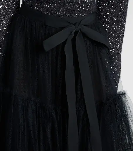 Erdem Belted Tulle Midi Skirt