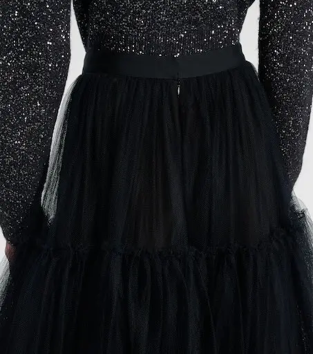 Erdem Belted Tulle Midi Skirt
