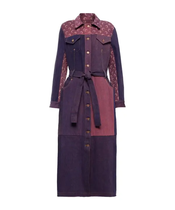MARINE SERRE Colorblocked Denim Coat - Black