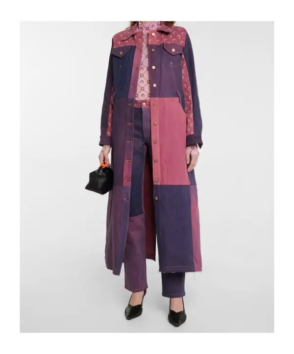 MARINE SERRE Colorblocked Denim Coat