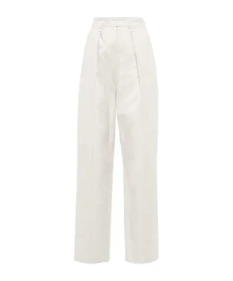 Isabel Marant Étoile High-waisted Cotton And Linen Pants With Pleated Cuffs - White