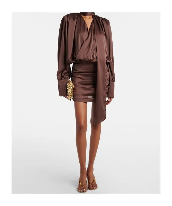 ROTATE BY BIRGER CHRISTENSEN Ruched Crepe De Chine Minidress