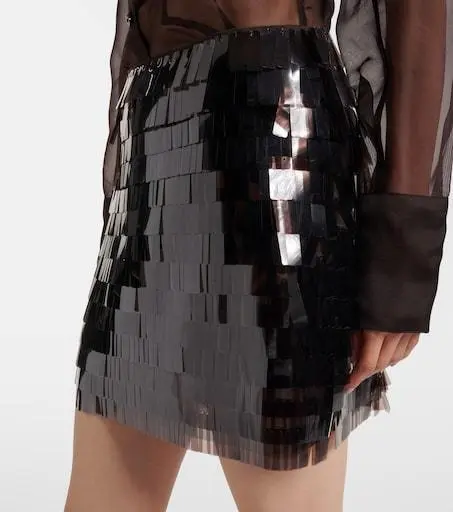 Staud Max Sequined Mesh Miniskirt