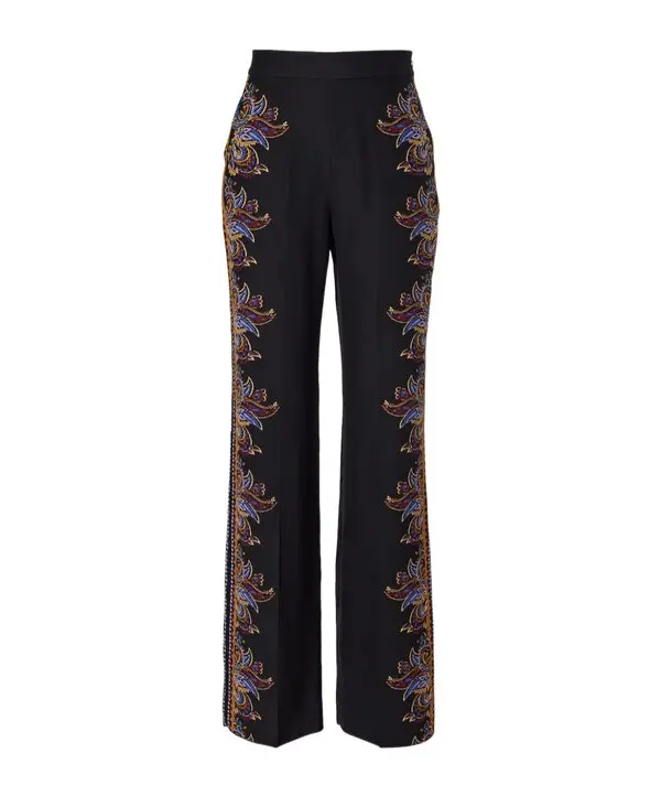 Etro Paisley Silk Wide-leg Pants