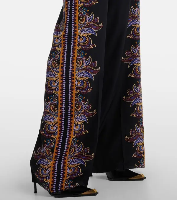 Etro Paisley Silk Wide-leg Pants