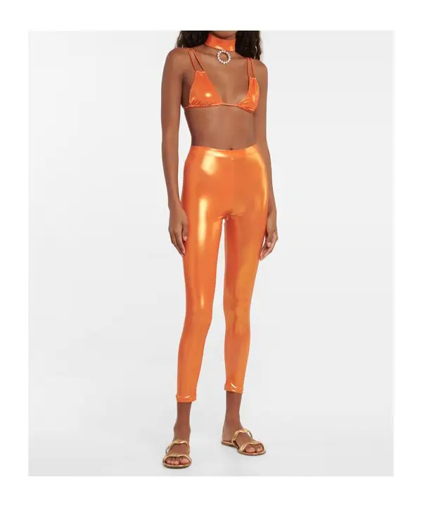 Alessandra Rich Lame Jersey Leggings