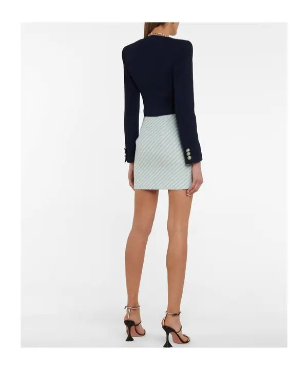 Alessandra Rich Striped Tweed Miniskirt