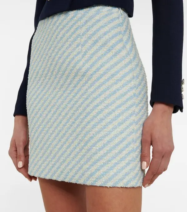 Alessandra Rich Striped Tweed Miniskirt