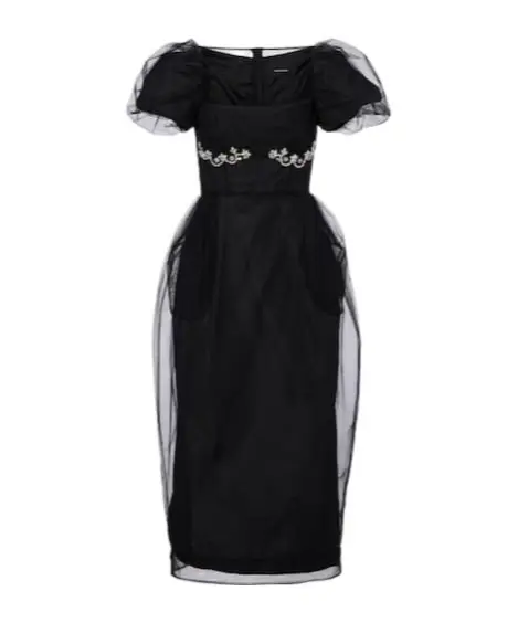 Simone Rocha Embroidered Tulle Midi Dress