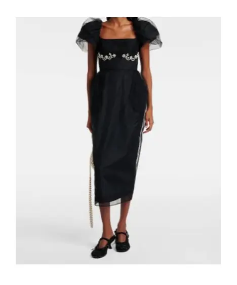 Simone Rocha Embroidered Tulle Midi Dress