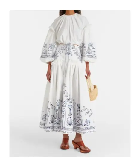 ALEMAIS X Lrnce Leela Printed Cotton Maxi Skirt