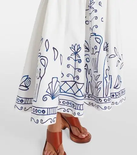 ALEMAIS X Lrnce Leela Printed Cotton Maxi Skirt