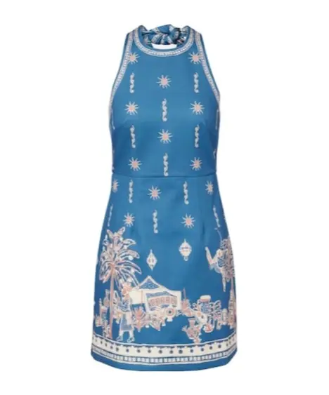 ALEMAIS Acacia Printed Halterneck Cotton Minidress - Blue