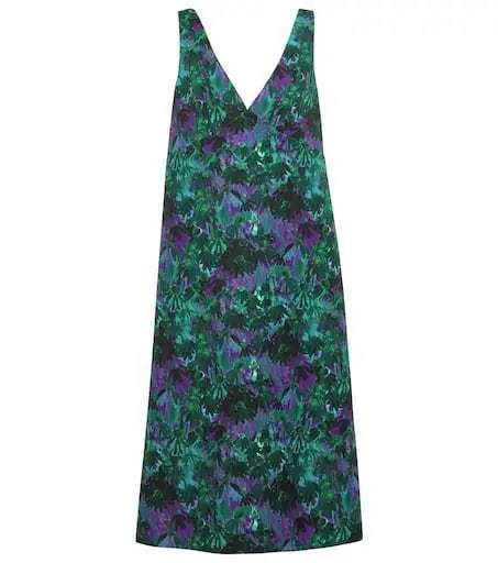 Plan C Floral Twill Midi Dress