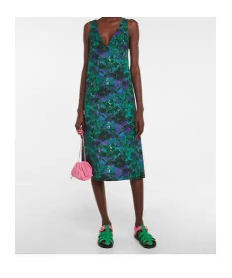 Plan C Floral Twill Midi Dress