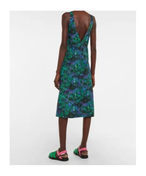 Plan C Floral Twill Midi Dress