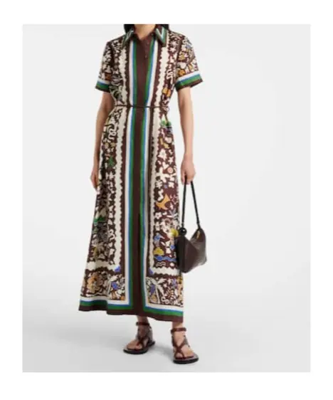 ALEMAIS Printed Linen Shirt Dress