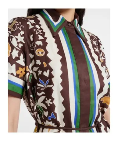ALEMAIS Printed Linen Shirt Dress