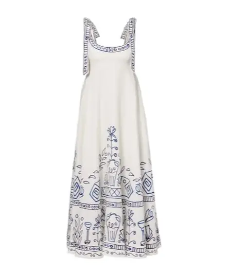 ALEMAIS Printed Linen Maxi Dress