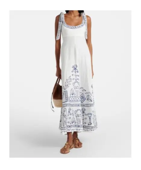 ALEMAIS Printed Linen Maxi Dress