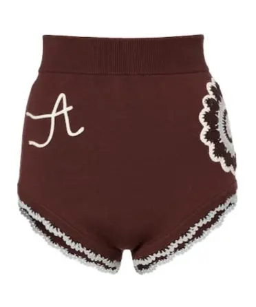 ALEMAIS Crocheted High-waisted Shorts - Red