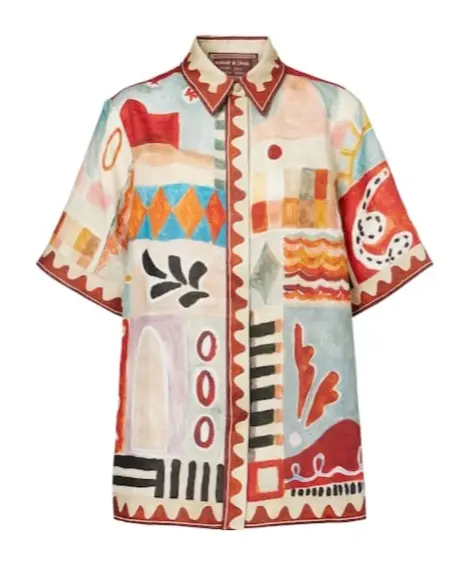ALEMAIS X Lrnce Michelle Printed Linen Shirt - Multicolor